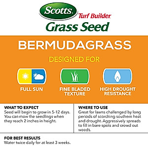 Scotts Turf Builder Grass Seed Bermudagrass, Mix for Full Sun, Built to Stand Up to Heat & Drought, 5 lbs.