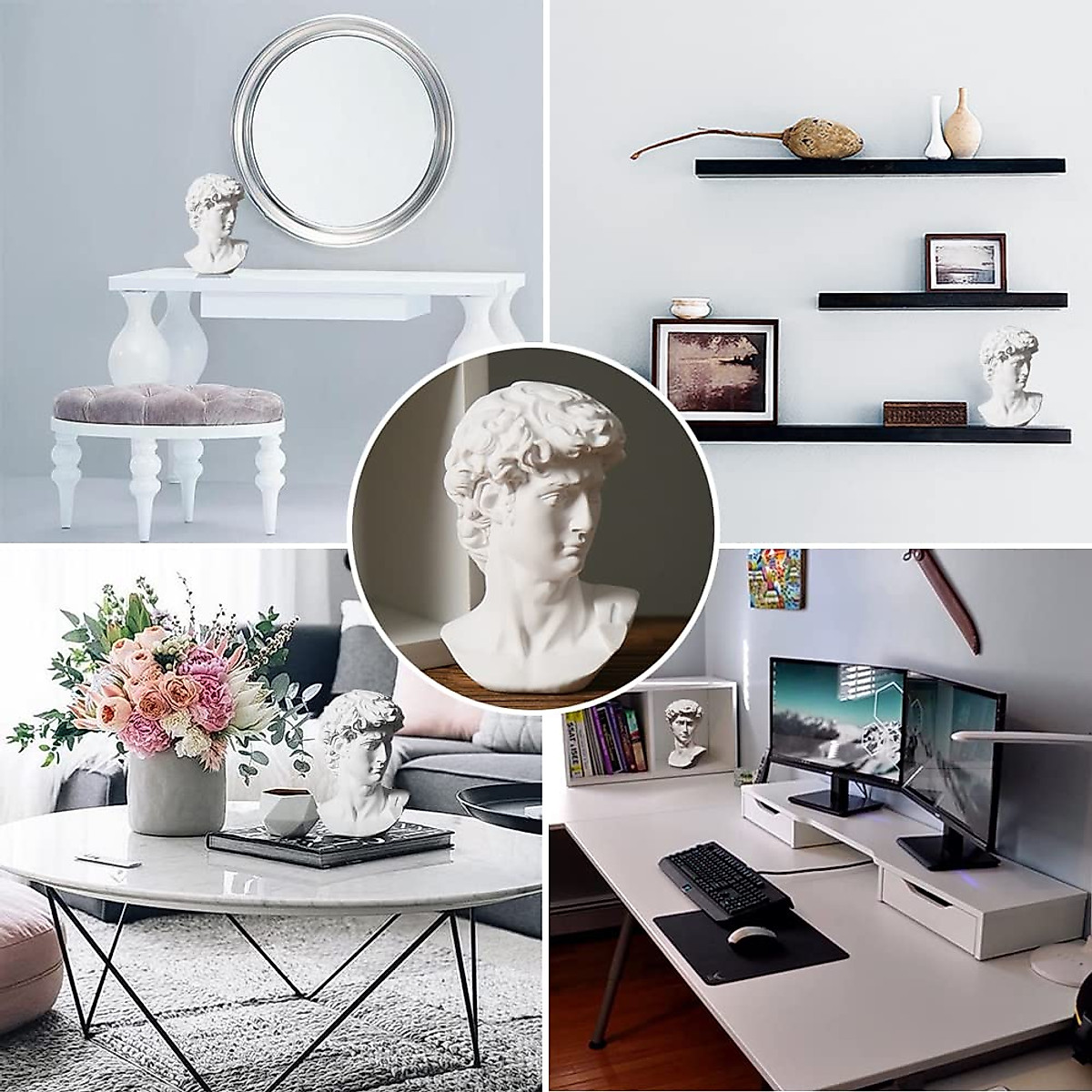 fazhongfa Greek Statue of David Bust Resin Sculpture for Roman Bookshelf Tabletop Office Home Decor Roman Sculpture Decoration David Figurine 6 Inch Gift for Friends Colleague