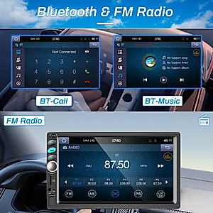 Apple CarPlay Double Din Car Stereo Radio with Android auto,7 inch Bluetooth Touchscreen Radio Support Phone Mirror Link FM Radio,Car Audio Receivers with Mic HD Backup Camera USB/TF Card Port/AUX-in