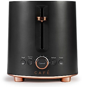 Café Express Finish 2-Slice Toaster | Extra-Wide Slots, Extra Lift for Waffles, Pastries, Texas Toast & More | 4 Pre-Set Functions, 8 Shade Options | Countertop Kitchen Essentials | Matte Black