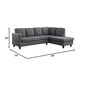 Lilola Home Ivan Dark Gray Woven Sectional Sofa with Right Facing Chaise
