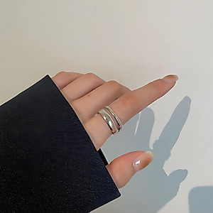 XIANGTAO 925 Sterling Silver Rings Adjustable - Women's Ring Adjustable Cool Wave Ring Open Ring Personalized Ring