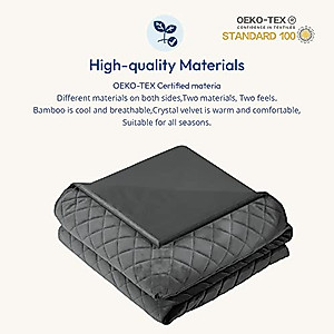Aimon Weighted Blanket, Oeko-Tex Certified Cotton Material and Bamboo Cooling Weighted Blanket, 2 in 1 with Removable Cover, Dark Grey(60''*80'', 20Lb)
