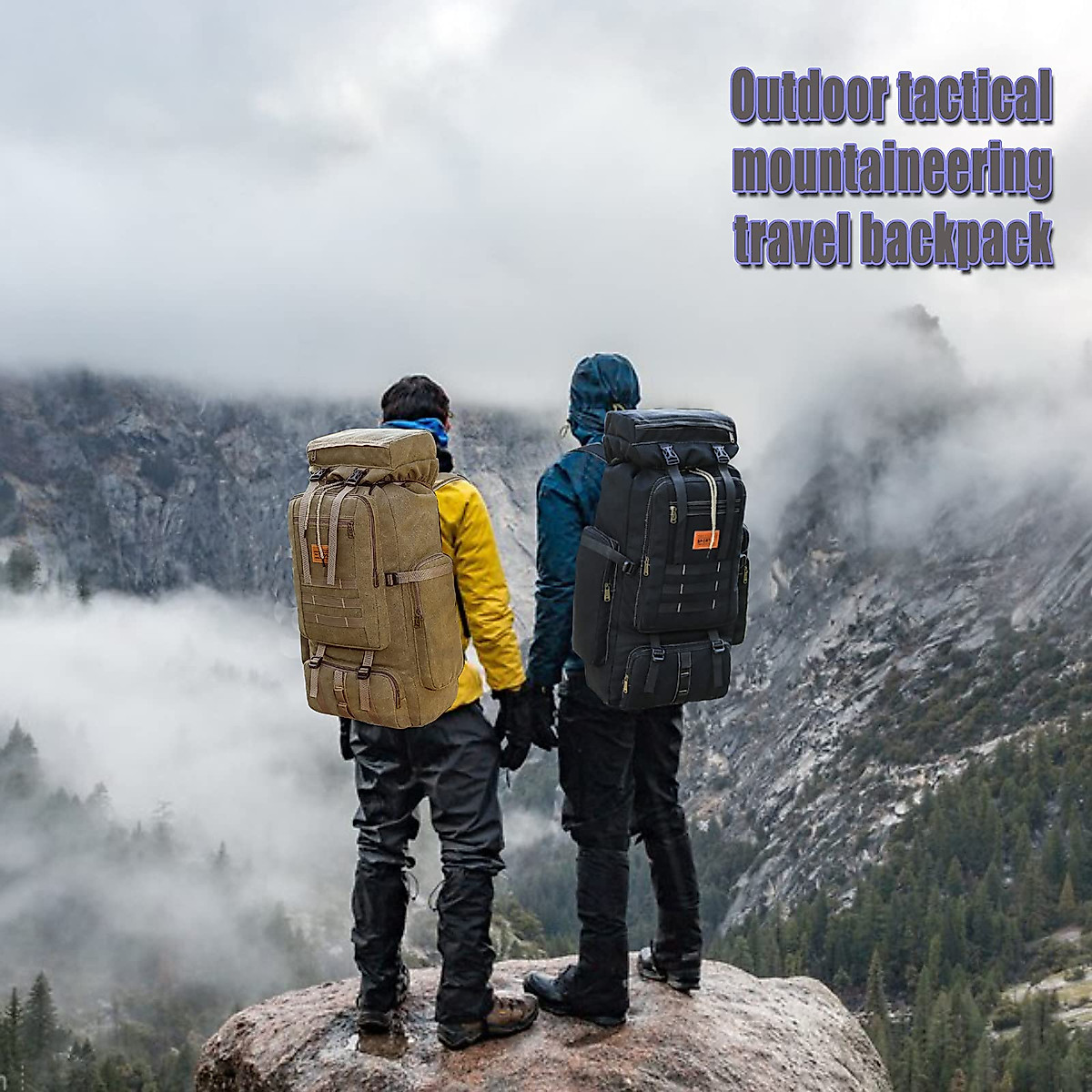 Outdoor Tactical Backpack,Mountaineering Backpack,75L Large Capacity Waterproof Military Backpack for Camping Hiking Traveling (Black)