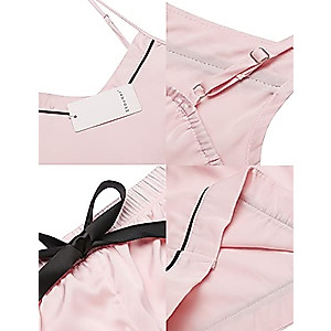 Ekouaer Lounge Set Women's Silk Soft Sleepwear Two Piece Pajamas Satin Cami Shorts Pj Set Bride Bachelorette Gifts (Pink,L)