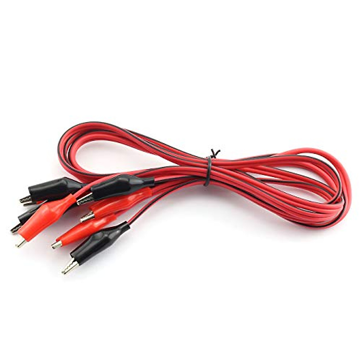 RuiLing 2 Pairs 1m Double-Ended Alligator Clips Electrical DIY Test Leads Cable Crocodile Jumper Wire for Multimeter Measure Tool (Red + Black)