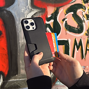 Smartish iPhone 15 Pro Wallet Case - Wallet Slayer Vol. 1 [Slim + Protective] Credit Card Holder - Drop Tested Hidden Card Slot Cover Compatible with Apple iPhone 15 Pro Case Wallet - Black Tie Affair