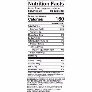 NuTrail Nut Granola Cereal, Blueberry Cinnamon, No Sugar Added, Keto, Low Carb, Gluten Free, Grain Free, Healthy Breakfast 8 oz. 1 Count