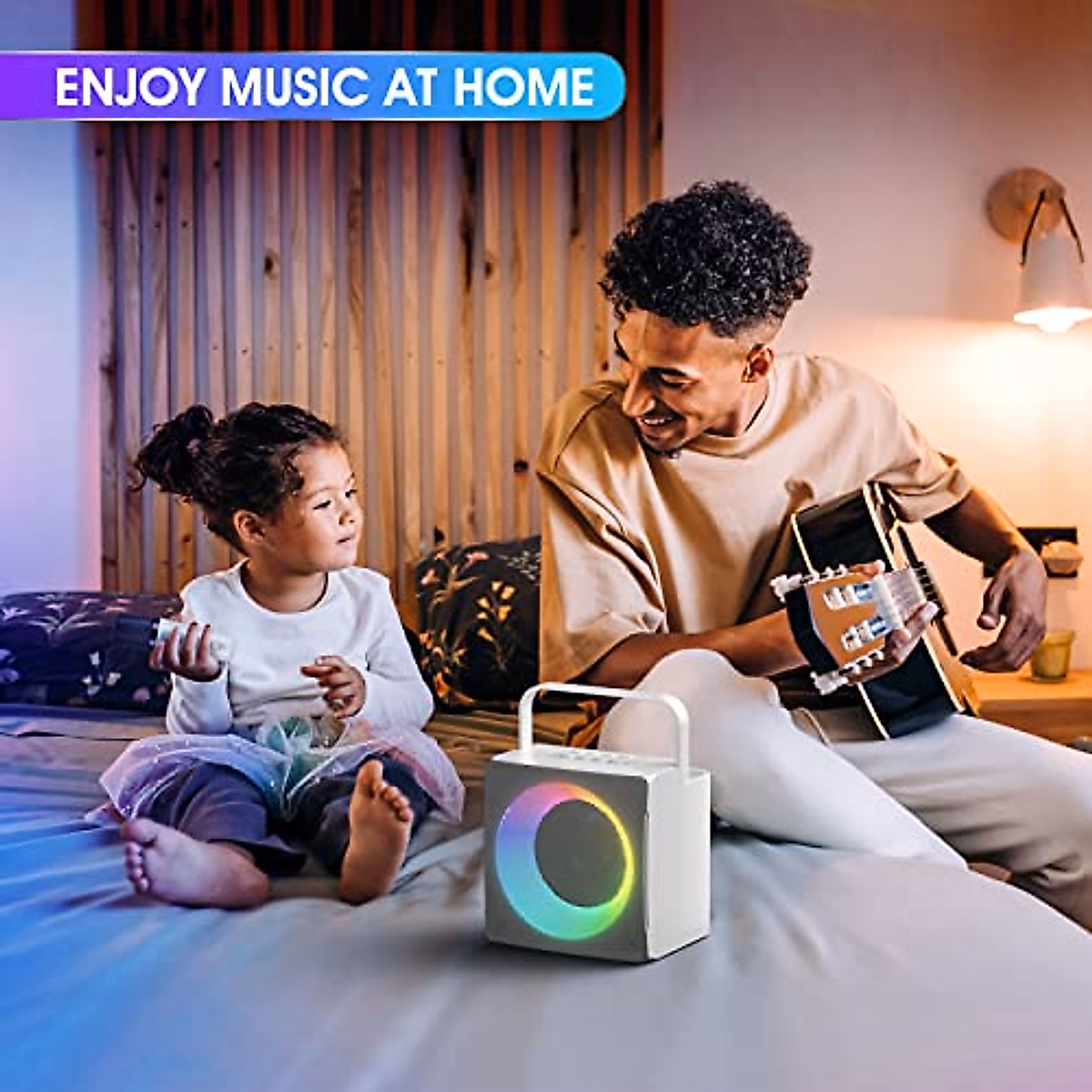 Sunkyn Karaoke Machine with 2 Wireless Microphones for Adults,Portable Bluetooth Speaker with Echo and Led Lights for Christmas Birthday Gift Home Party, Supports TF Card/USB/AUX(White)