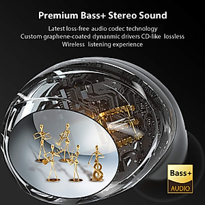 Geekee True Wireless Earbuds Bluetooth 5.0 Headphones, Clear Voice Call in-Ear Headset IPX7 Waterproof 40H Wireless Charging Case Sports Earphones (Black)