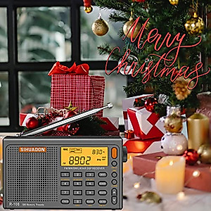 SIHUADON R108 Shortwave AM FM Radio LW MW AIR Band DSP Full Band Portable Radio Battery Operated with Sleep Timer Alarm Clock 500 Memories preset Stations for Family by RADIWOW (Grey)