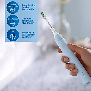 PHILIPS Sonicare Electric Toothbrush DiamondClean, Phillips Sonicare Rechargeable Toothbrush with Pressure Sensor, Sonic Electronic Toothbrush, Travel Case, Blue