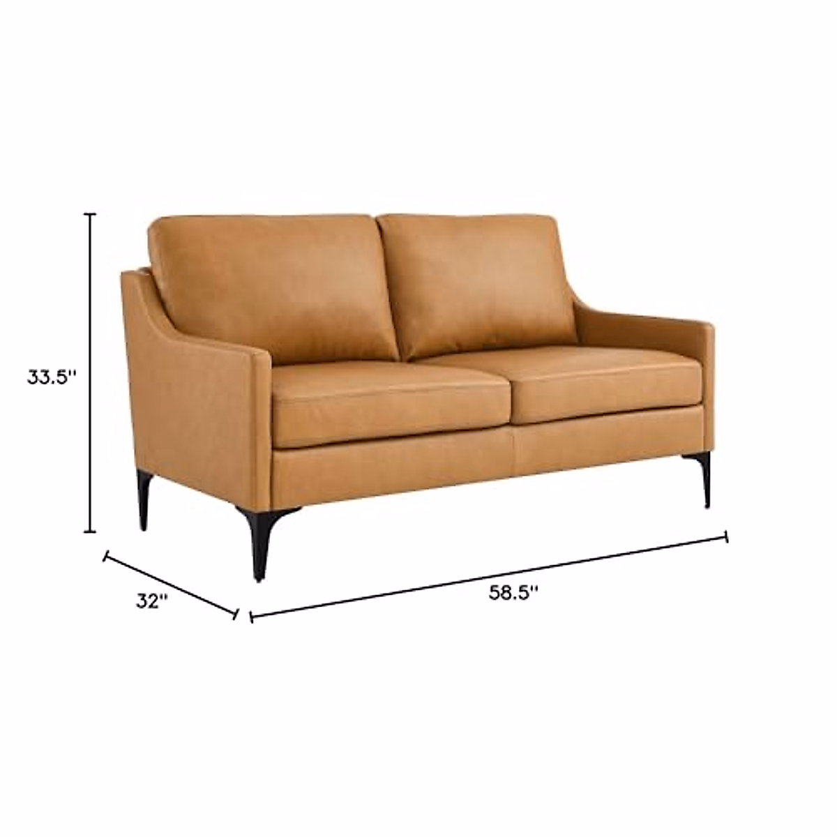 Modway Corland Upholstered Leather, Loveseat, Tan