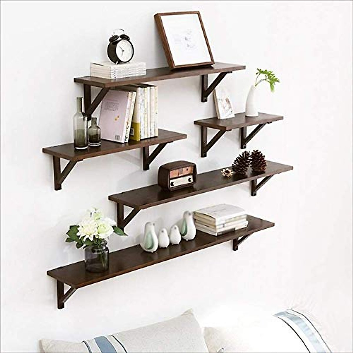 PIBM Stylish Simplicity Shelf Wall Mounted Floating Rack Shelves Solid Wood Triangular Bracket Simple Easy to Clean Save Space,4 Sizes, a , 40x20x8cm