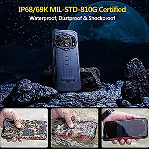 DOOGEE S98 Unlocked Rugged Smartphone, MTK G96 8GB+256GB Android 12 IP68 Waterproof Phone, 64MP+20M Night Vision Camera, 6.3"FHD+, 6000mAh, Global Unlocked Dual SIM 4G Rugged Phone NFC OTG GPS, Black