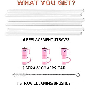 Replacement Straw Compatible with Stanley 40 oz 30 oz Cup Tumbler, Includes 6 Straws, 3 Straw cover, and 1 Brush.