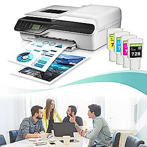 GREENBOX Compatible 728 Ink Cartridges Replacement for HP 728 300ML F9J68A F9K17A F9K16A F9K15A for DesignJet T730 (F9A29A / F9A29D), DesignJet T830 (F9A30A/F9A28A/F9A28D/F9A30D) (300ML, 4-Pack)