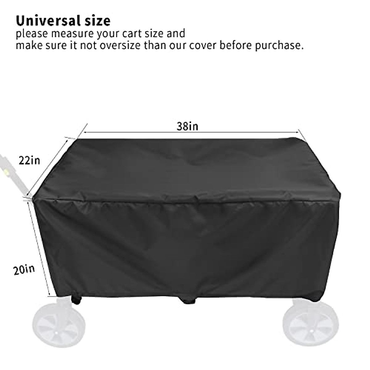 Chuanke Wagon Cover 420D PVC Waterproof and Dustproof Inner Double Sided Liner Available with 4 Corner Buckles and 2 Elastic Hook Strap 38" L x 22" W x 20" H