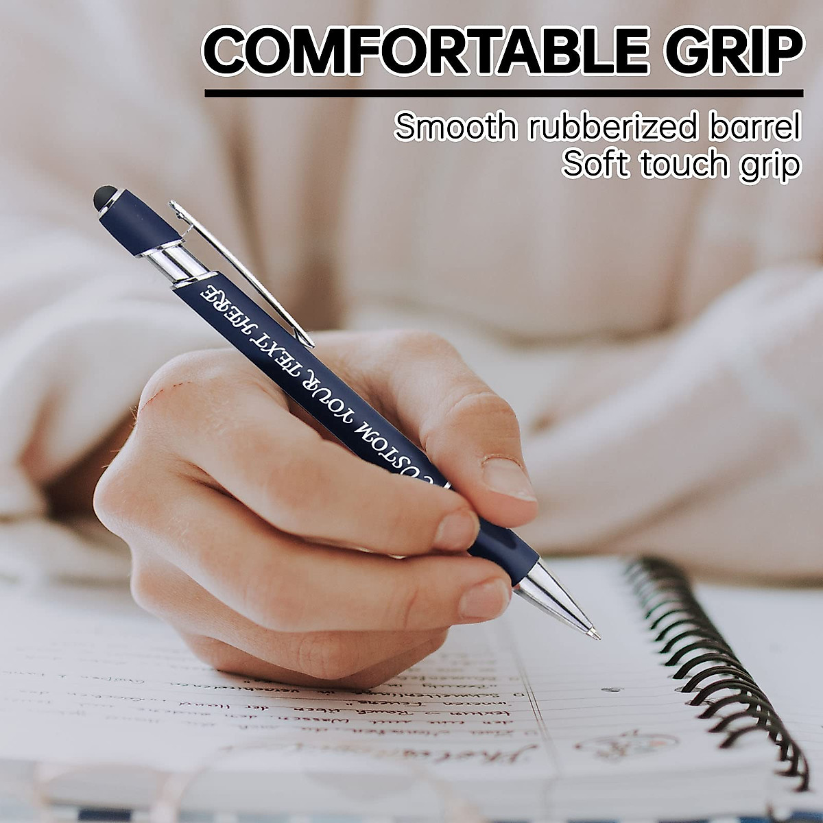 10 Pcs Personalized Pens Bulk Custom Ballpoint Pen, Engraved Pen with Name Logo Text Stylus Pens for Touch Screens Bulk-for Businesses, Office, Events, Wedding Gift for Men Women - 18 Colors