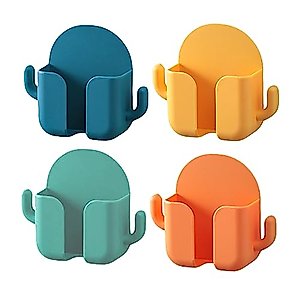 KITANDOVE 4pcs Charging Storage Rack Cell Phone Stand Mobile Stand for Wall Phone Charging Rack Self- Adhesive Remote Holder Nail- Rack Key Holder for Wall Brackets for Shelves Pp