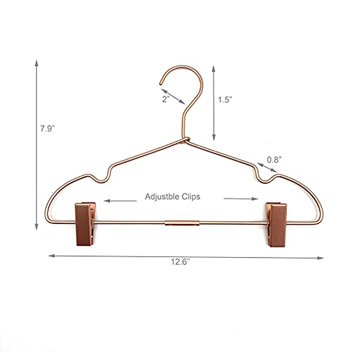 Koobay Clothes Hangers for Baby Metal Hangers with Adjustable Clips, 10PACK, Heavy-Duty and Space-Saving for Pants,Skirts, Coat, Dress (10)