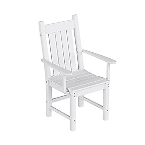 WO Outdoor Indoor Poly Lumber Dining Chair, All Weather, Fade UV Resistant Seat forPatio, Garden, Porch, Deck (White)