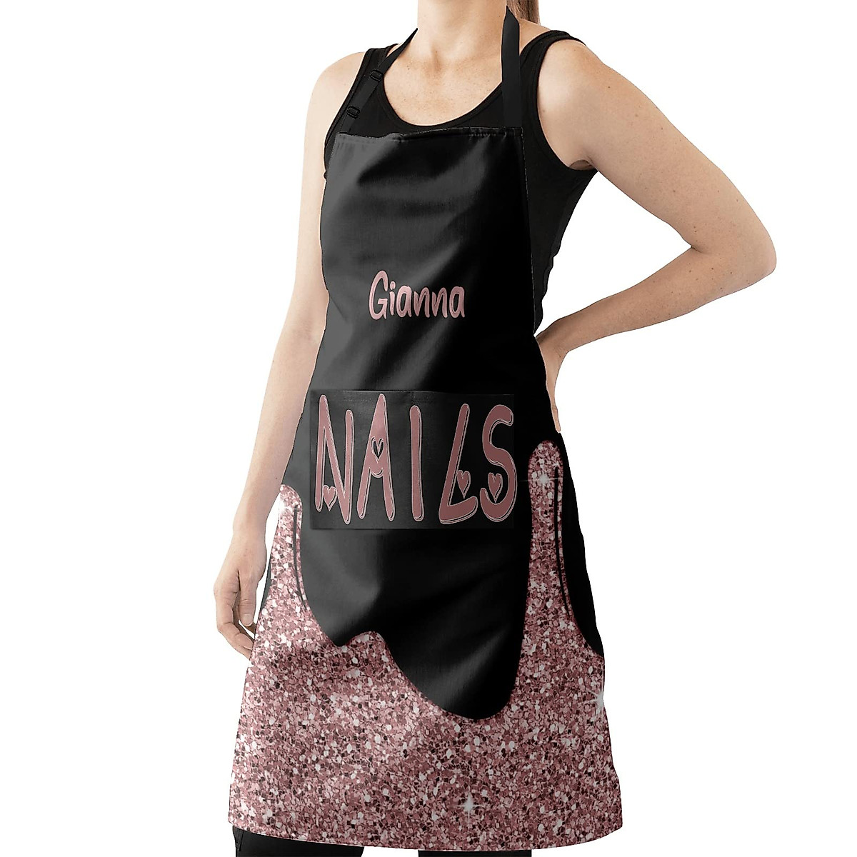 MakeUnique Do Nails Pink Personalized Aprons for Women Men Kitchen Cooking Baking Hairstylist Beauty Salon Chef Apron