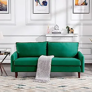 YUNLife&Home Loveseat Sofa,Modern Decor Accent Futon Love Seat Bed for Living Room Bedroom Napping,Tufted Upholstered Small Recliner Couch Furniture,Solid and Easy to Install, Velvet Green 70.9" w