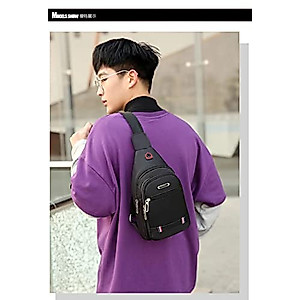 Lmagice Men's chest bag canvas leisure bag sports small backpack oxford cloth single shoulder messenger bag