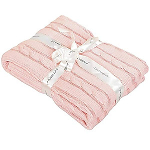 NTBAY 100% Pure Cotton Cable Knit Toddler Blanket, Super Soft Warm Breathable 30x40 Baby Blanket for Crib, Stroller, Nursery, Travel, Newborn, 30x40 Inches, Baby Pink