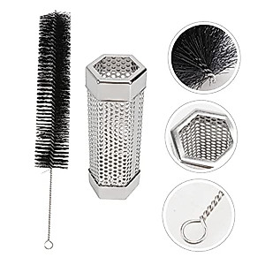 Yardwe 1 Set Smoker Wood Pellet Outdoor Gas Grill Gas Grill Accessories Bbq Wood Pellet Tube Smoker Barbecue Smoker Tube Gas Grills Sturdy Barbecue Tool Stainless Steel Smoker Pipe Silver