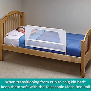 KidCo Children's Toddler Mesh 39 Inches Long Bed Rail Guard for Twin, Double, Full Size Queen, and King Mattress, White (Single)