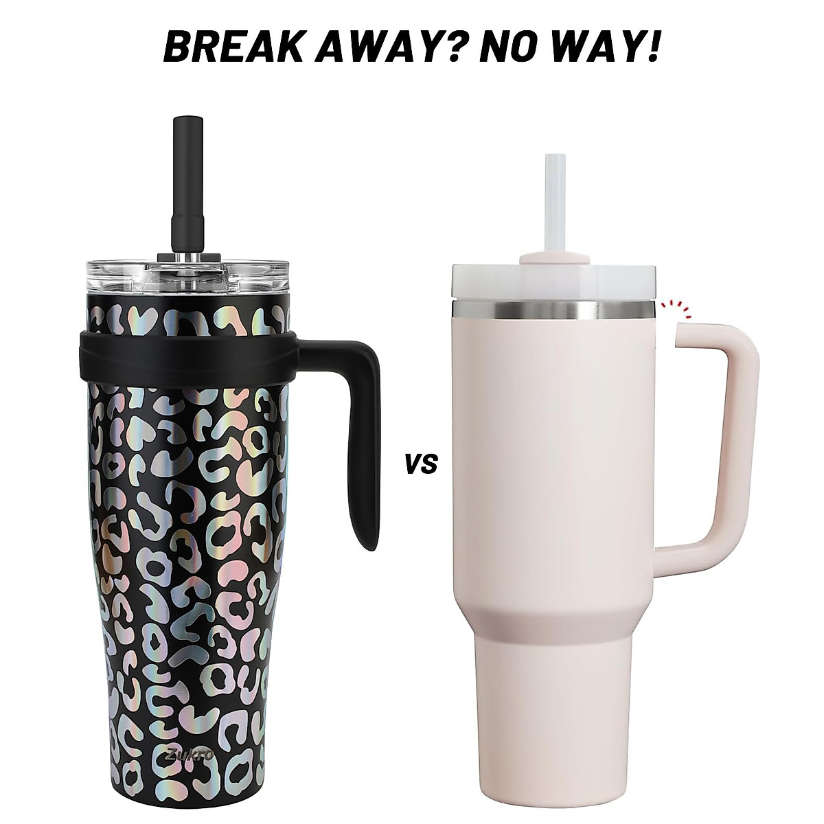 Zukro 50 oz Tumbler With Handle and Straw, Large Leak Proof Vacuum Insulated Double Wall Stainless Steel Cup with 2-in-1 Screw Lid, No Sweat, Travel Mug Fit in Cup Holder, Keeps Drinks Cold 30 Hours