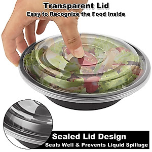 LDHHYH 50 Pack 24 oz / 700 ml Meal Prep Containers with Lids, Plastic Thick Food Storage Containers, Round Meal Prep Bowl, BPA-Free, Freezer & Dishwasher Safe-Black