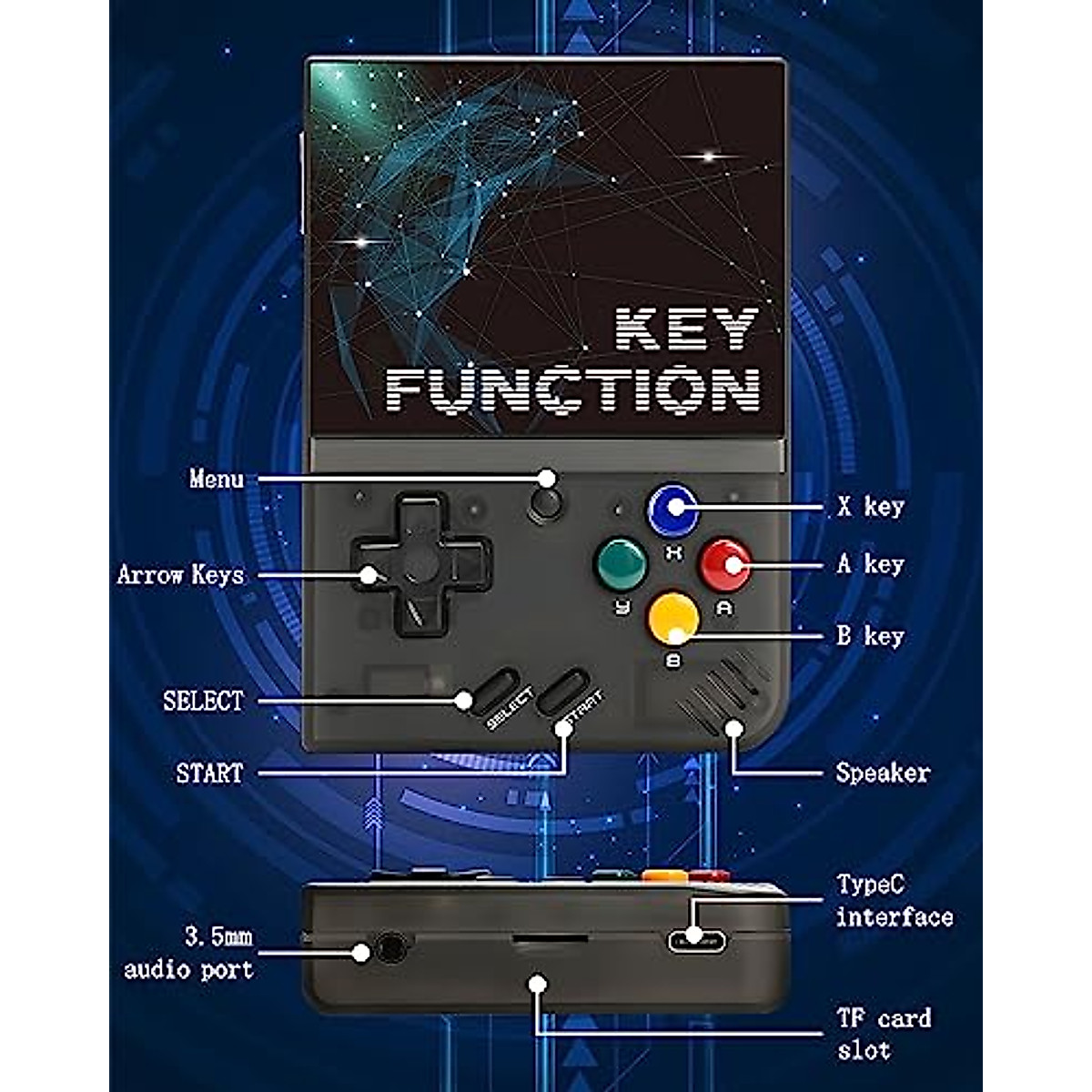 Miyoo Mini Plus Retro Handheld Game Console,Retro Game Emulator Console for Adults and Children,3.5" IPS Screen,64GB TF Card 10,000+ Games,Portable Rechargeable Open Source,Support WiFi (Black)