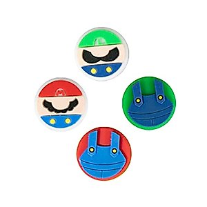 PERFECTSIGHT Cute Thumb Grips Cap Compatible with Nintendo Switch Joycon/OLED/Lite, Soft Silicon Joystick Caps, Kawaii Skin Button Stick Cover 3D Analog Kit for NS Controller, Mario Luigi Bros