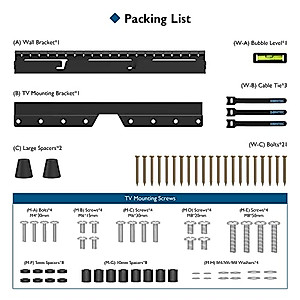 BONTEC No-Stud TV Wall Mount for 26-55 inch LED LCD OLED Plasma Flat/Curved TVs, with Max VESA 400x400mm, No Damage Drywall Studless TV Wall Mount, Bubble Level and Cable Ties Included