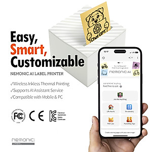 MANGOSLAB nemonic Label - Label Printer & Sticky Notes Printer | Thermal Label Printer | Label Maker | Sticker Printer | Bluetooth Label Printer | iOS & Android & MS Office