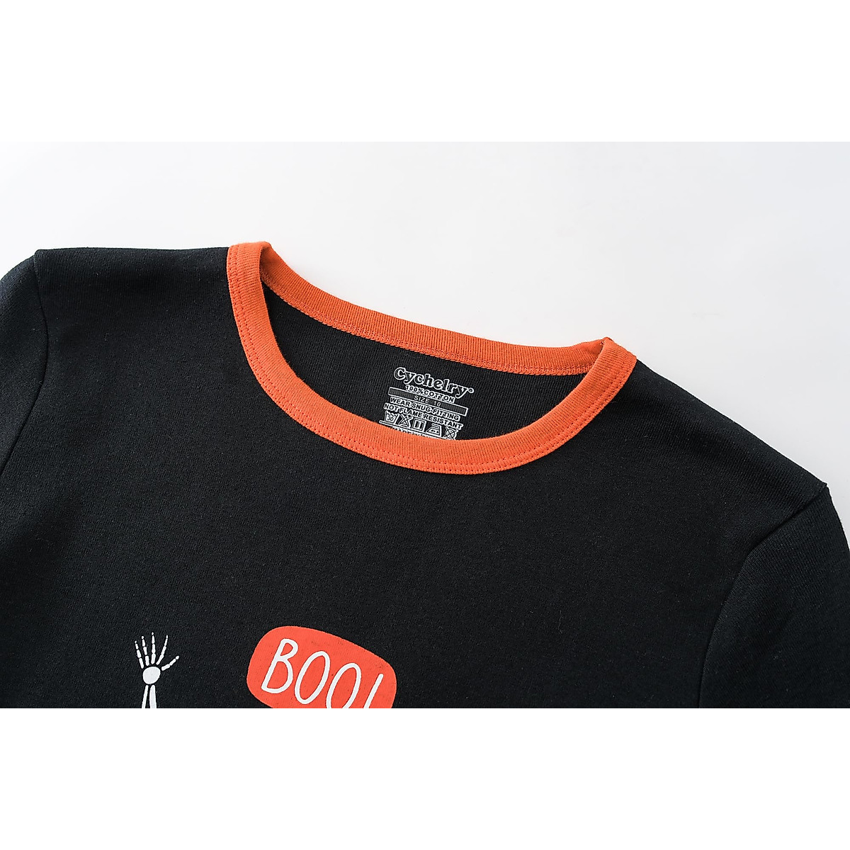 CYCHELRY Black Pumpkin Pajamas for Girls Size 7 Snug Fit Cotton PJS Kids Sleepwear Cute Children Jammies Set