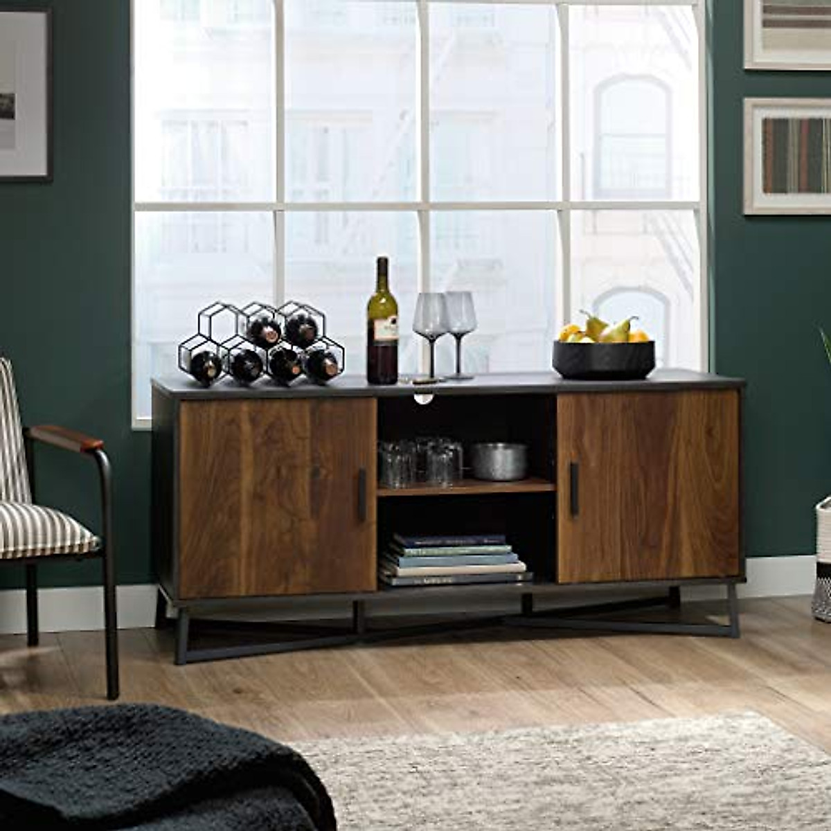 Sauder Canton Lane Credenza, L: 53.98" x W: 17.99" x H: 24.21", Brew Oak Finish