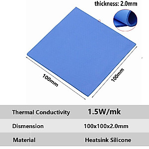 Wathai Blue 100x100x2mm 2mm Silicone Pad Thermal Conductivity 1.5 W/mk Thermal pad For GPU CPU PS3 PS2 Xbox Heatsink Cooling