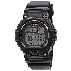 Casio Mud Resistant Stainless Steel Quartz Watch with Resin Strap, Black, 27.6 (Model: TRT-110H-1A2VCF), standard, adult