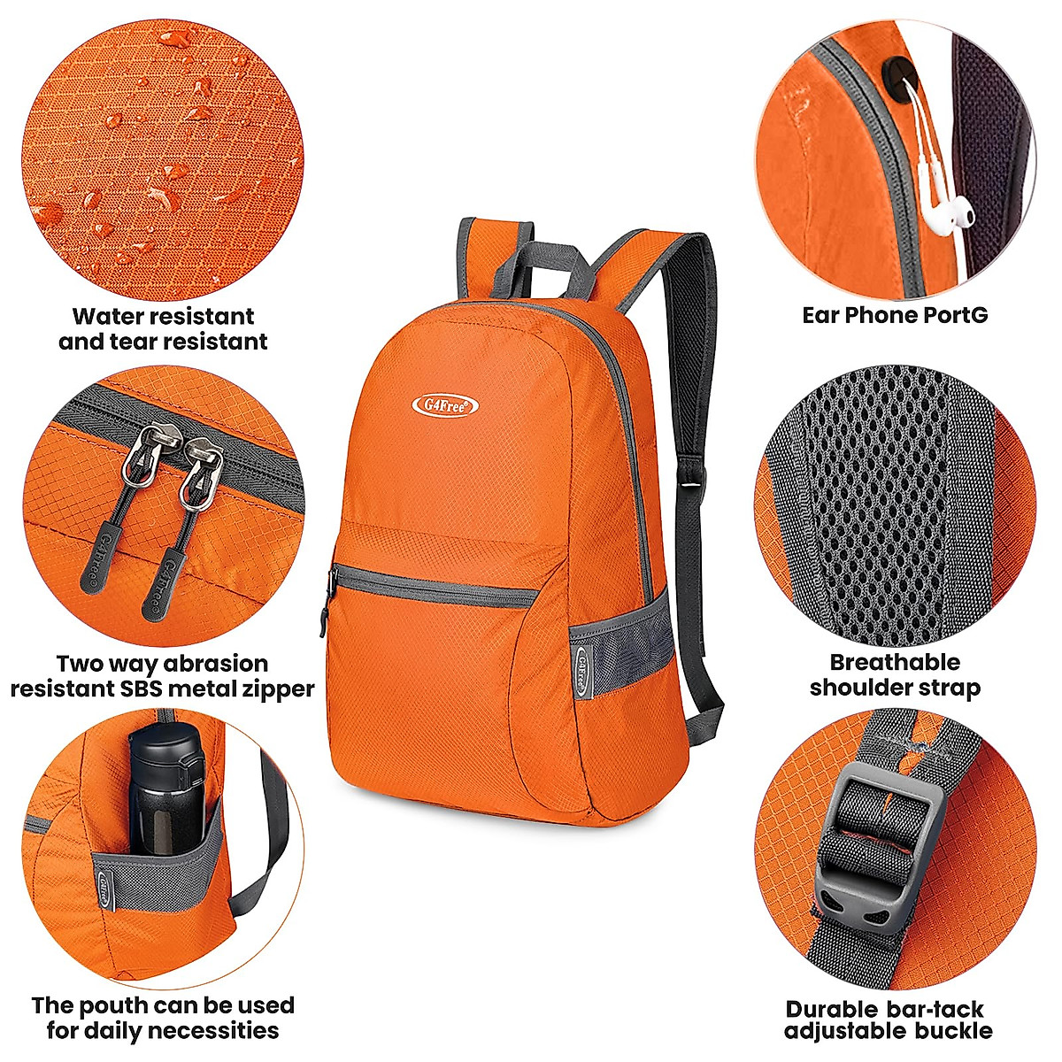 G4Free 20L Lightweight Packable Backpack Travel Hiking Daypack Foldable Backpack for Men Women