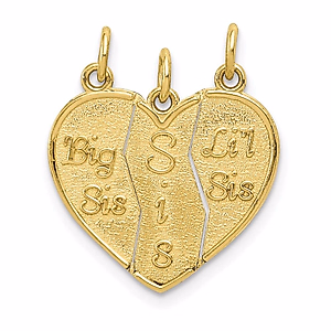 10K Yellow Gold 3 piece Break-apart Big Sis, Sis & Lil Sis Charm