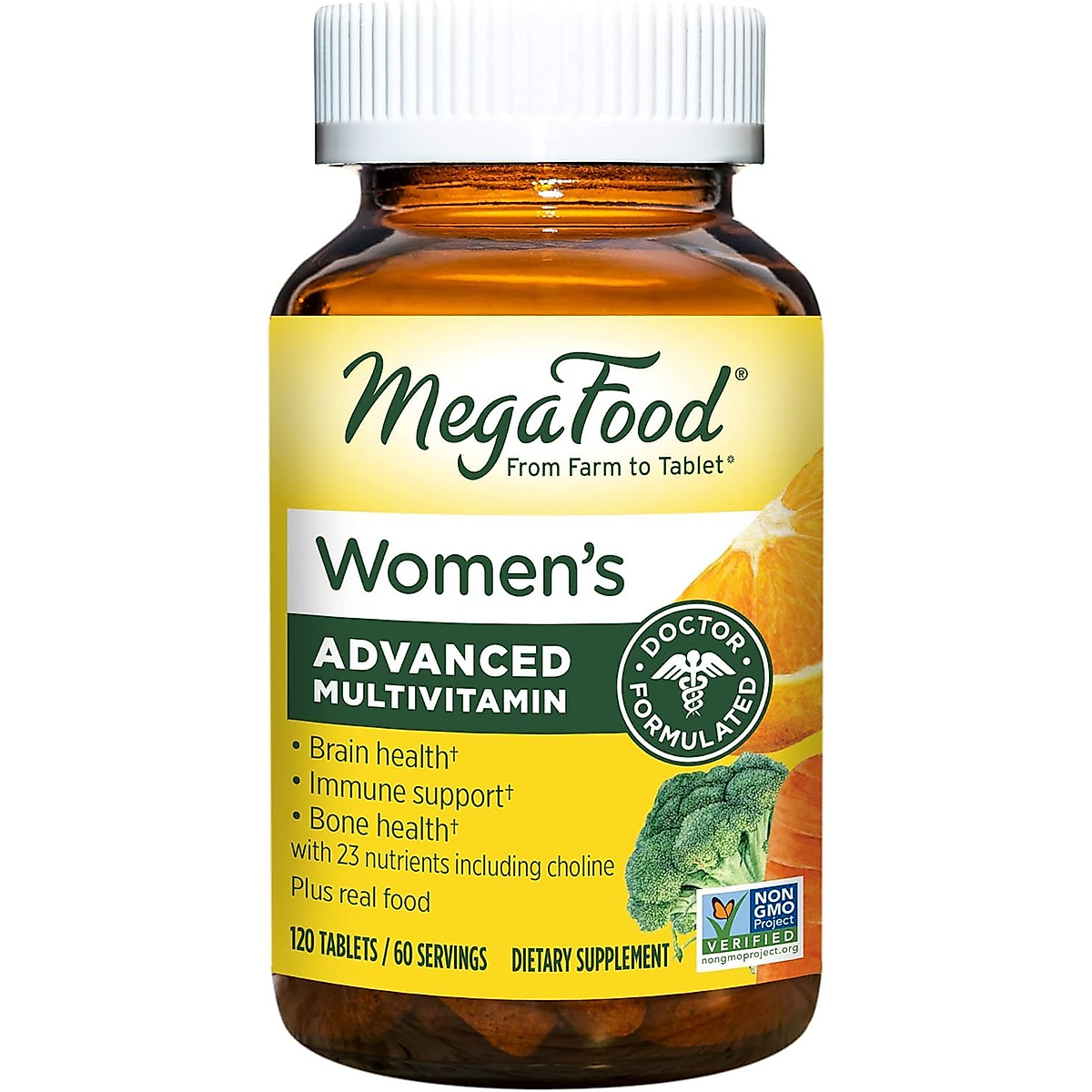 MegaFood Women's Advanced Multivitamin for Women - Doctor-Formulated With Iron, Choline, Vitamin D, Vitamin C & Zinc - Brain Health - Immune Support - Non-GMO - Vegetarian - 120 Tabs (60 Servings)