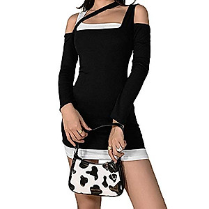 Women Cow Print Shoulder Bag Clutch Purse Underarm Handbag Satchel Zipper Tote Bag Small Purse