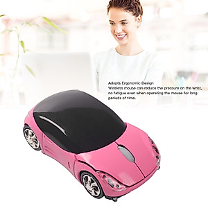 WAONIQ Wireless Mouse, 2.4G Wireless Mouse Car Mouse, Ergonomic Game Mouse with USB Receiver, 1600DPI Optical Mouse, Smart Power Saving, Portable Mouse for PC Windows Laptop Notebook Mac OS(Pink)