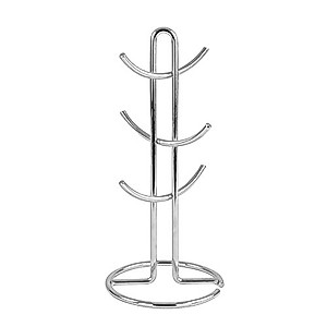 Spectrum Diversified Euro 6 Holder, Alloy Steel, Countertop Mug Tree, Mugs & Tea Cup Storage Rack, Coffee Counter Bar Accessory & Kitchen Organizer, 1 Count (Pack of 1), Chrome