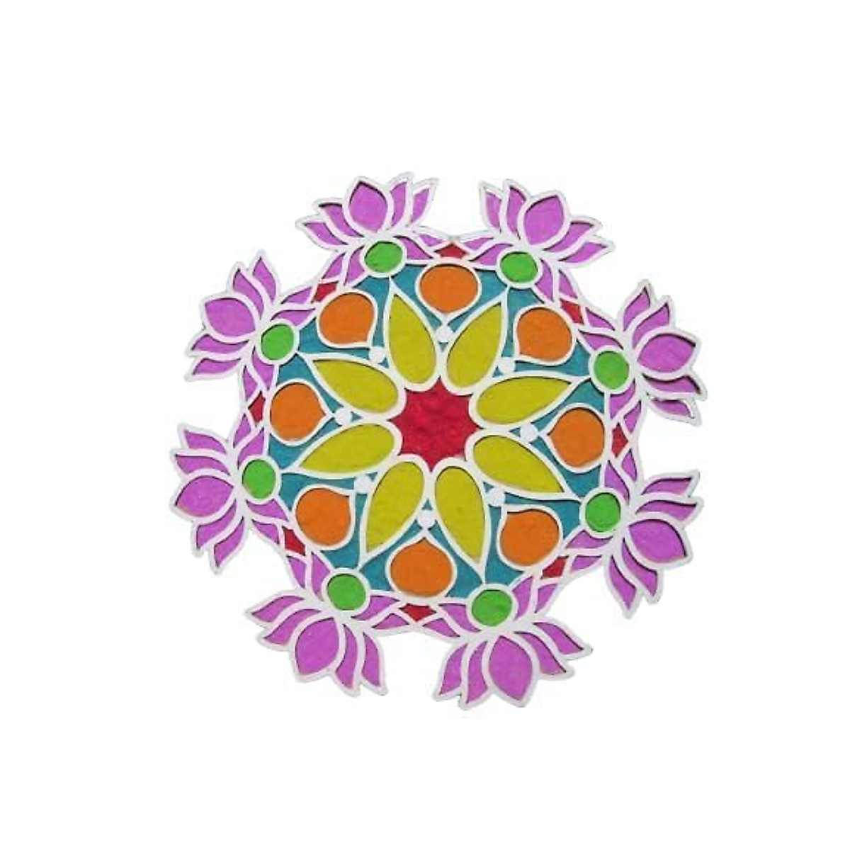 DIY MDF Readymade Round Lotus Designer Rangoli Mat Easy to Use Rangoli Template Easy to Fill Wooden MDF Rangoli Boards for Indian Traditional Festival (Size:- 12 Inches Diameter)