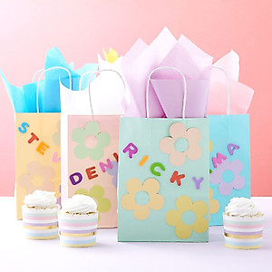 Juvale Pastel Paper Gift Bags with Handles for Goodies, Baby Shower, Party Favors (25 Pack, 5 Colors, 8.5 x 6.2 x 3.1 in)